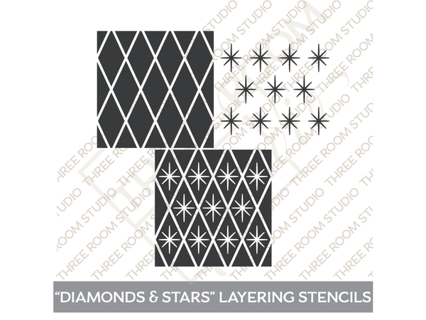 "Diamonds & Stars" Layering Stencils – Three Room Studio
