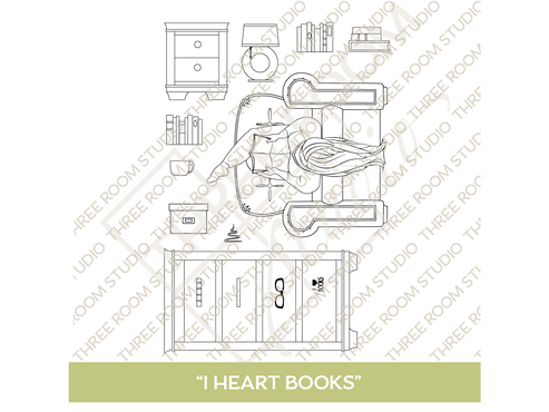 "I Heart Books" Clear Stamp Set – Three Room Studio